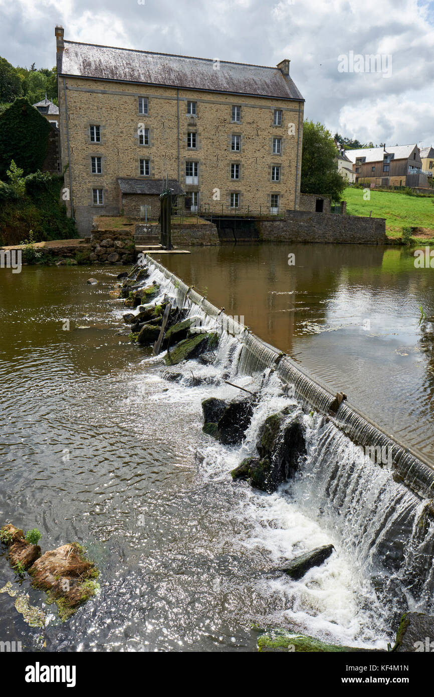 An old canal side building in Josselin in the Oust Valley in Morbihan ...