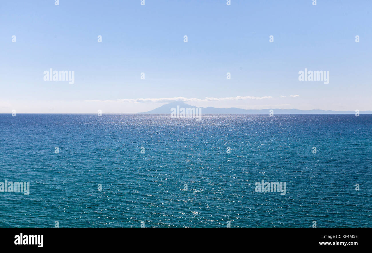 water surface with island Atos in Greece, seascape Stock Photo - Alamy
