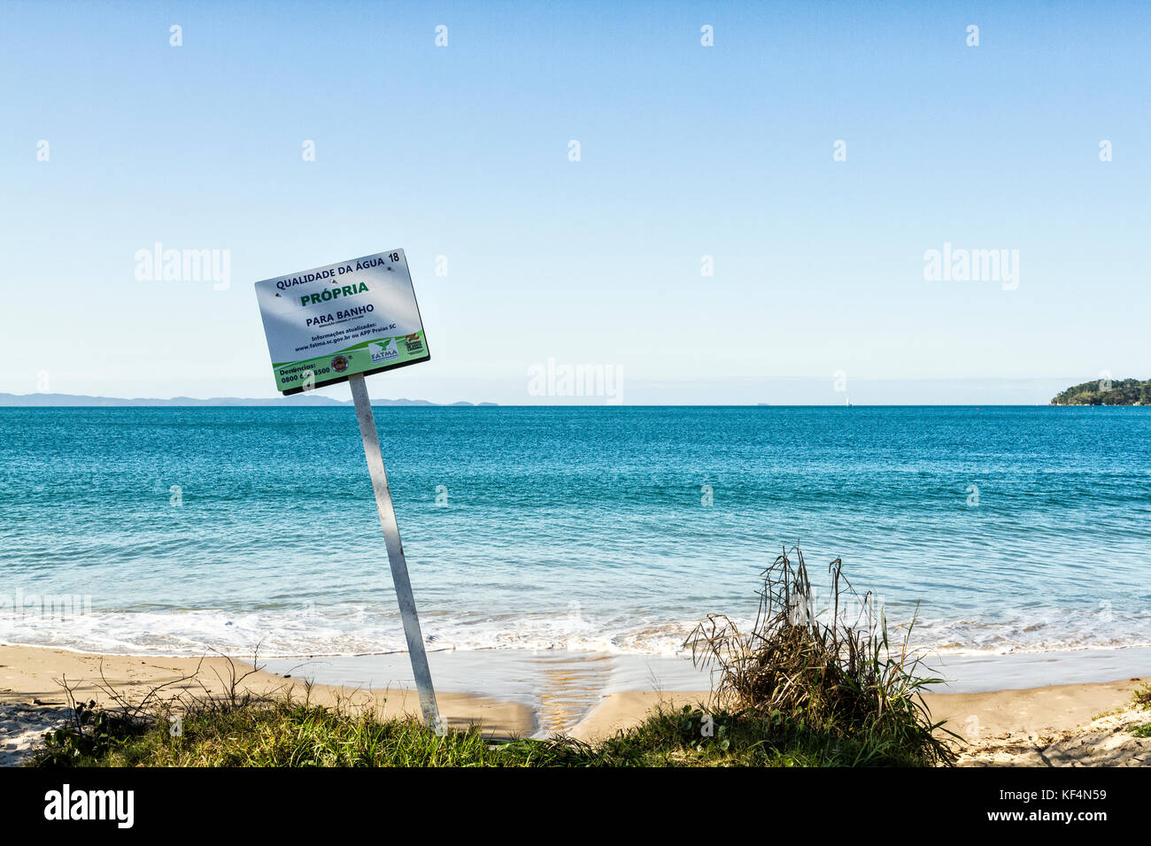 Water quality monitoring sign at Jurere Beach. Florianopolis, Santa ...