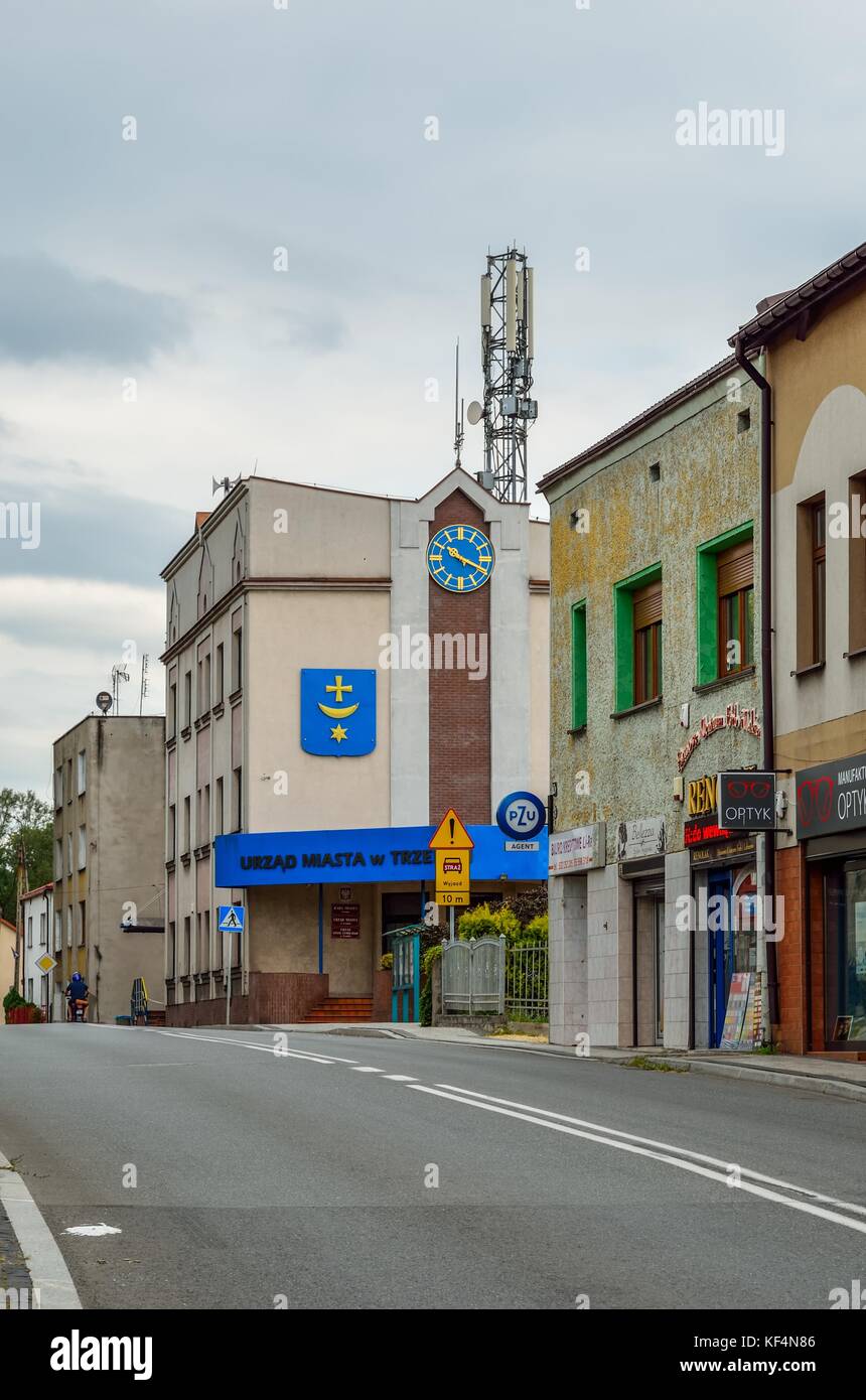 TRZEBINIA, POLAND - AUGUST 19, 2017: Building of the town hall in ...