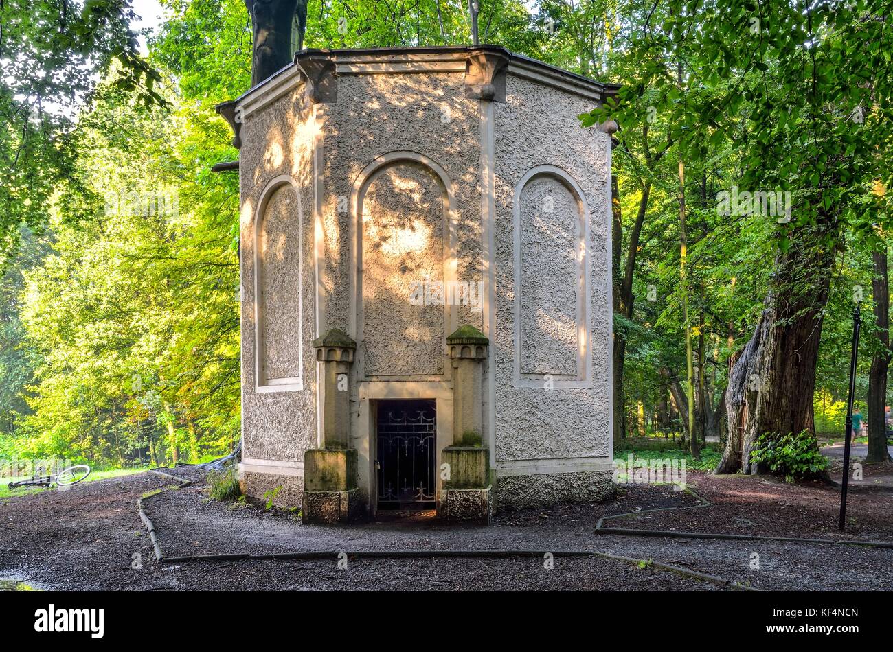 Old antique ice house in the castle park in Pszczyna. Eiskeller Tower ...