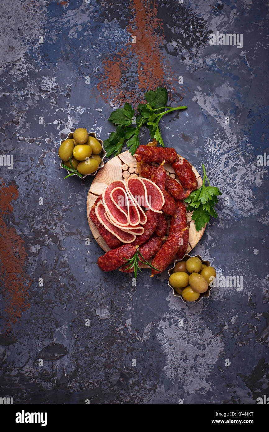 Various type of Italian salami Stock Photo - Alamy