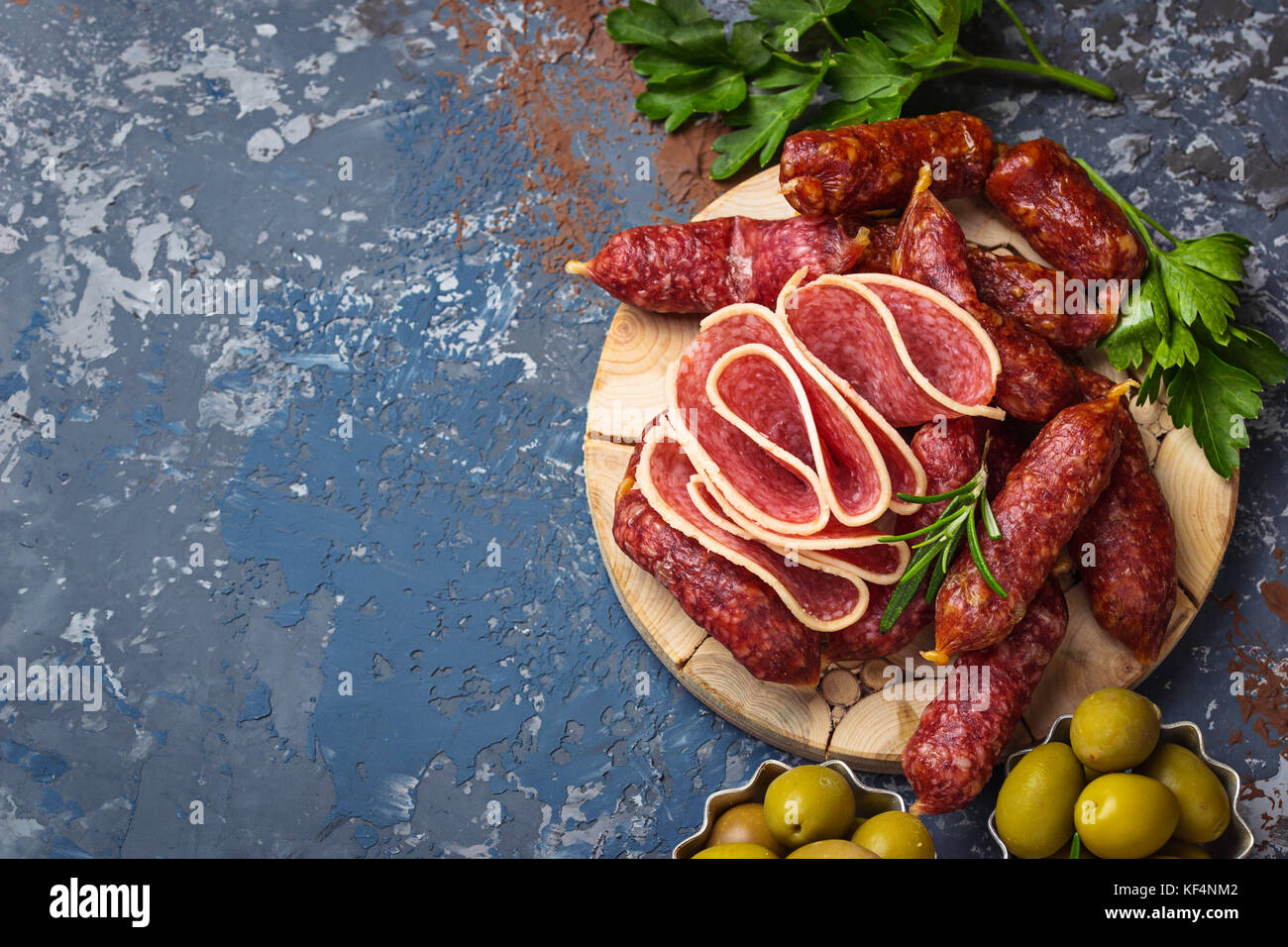 Various type of Italian salami Stock Photo - Alamy
