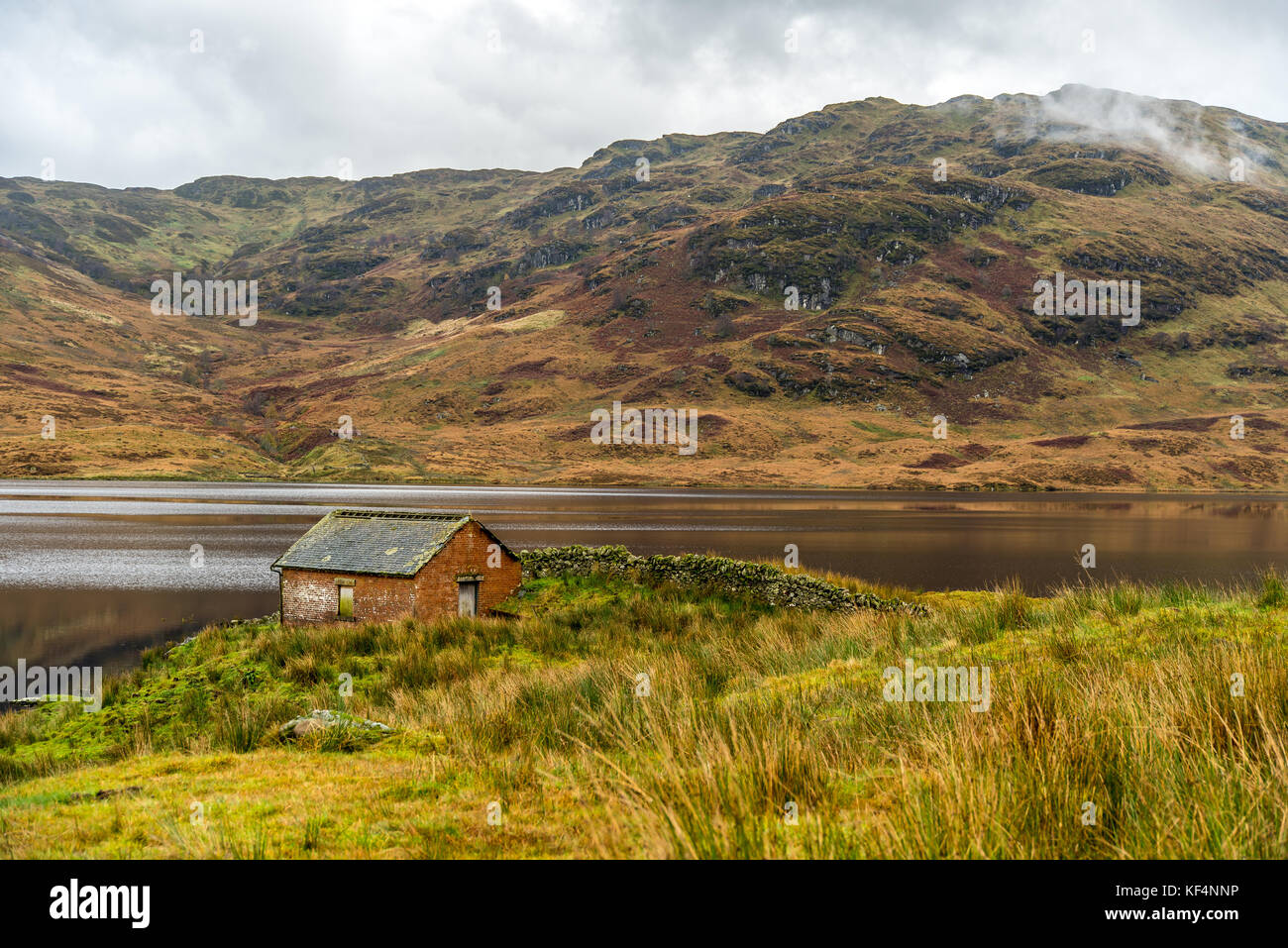 Loch Arklet a secluded reservoir in the national park of Trossachs and ...