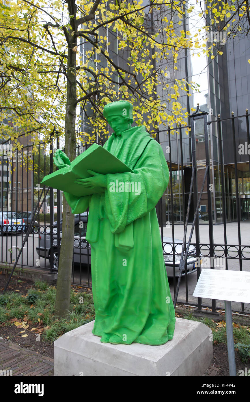 3D printed replica of the statue of Erasmus in Rotterdam, Holland Stock ...