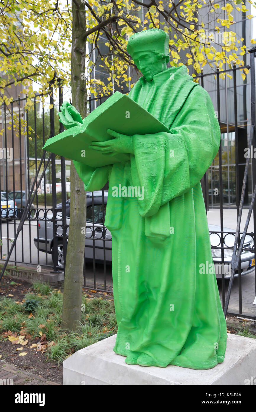 3D printed replica of the statue of Erasmus in Rotterdam, Holland Stock ...