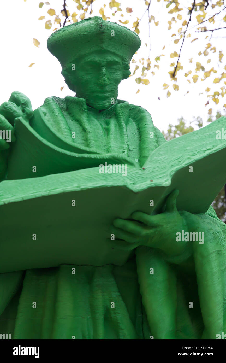 3D printed replica of the statue of Erasmus in Rotterdam, Holland Stock ...