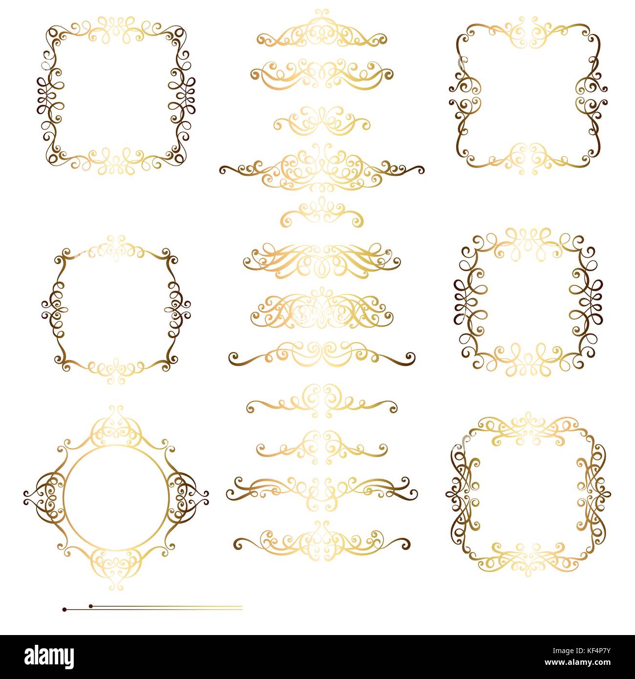 Big set of gold vintage styled calligraphic frames and flourishes ...