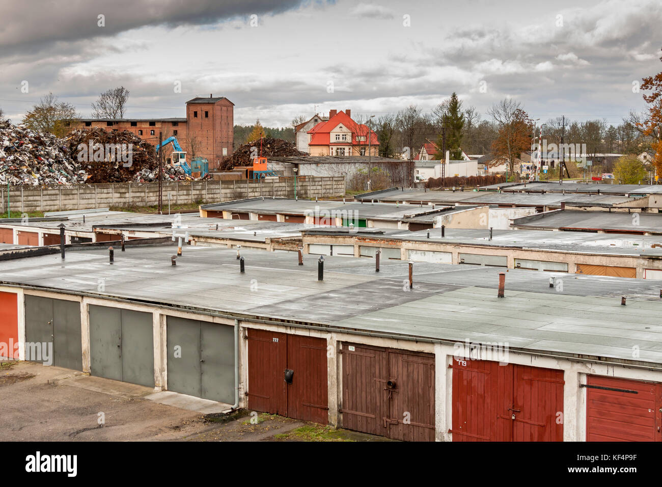 Old garages in line - Poland, Europe Stock Photo - Alamy