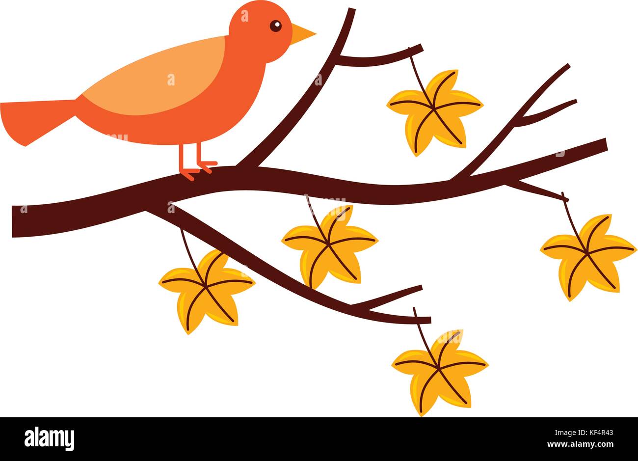 autumn beautiful bird in branch and leaves Stock Vector Image & Art - Alamy