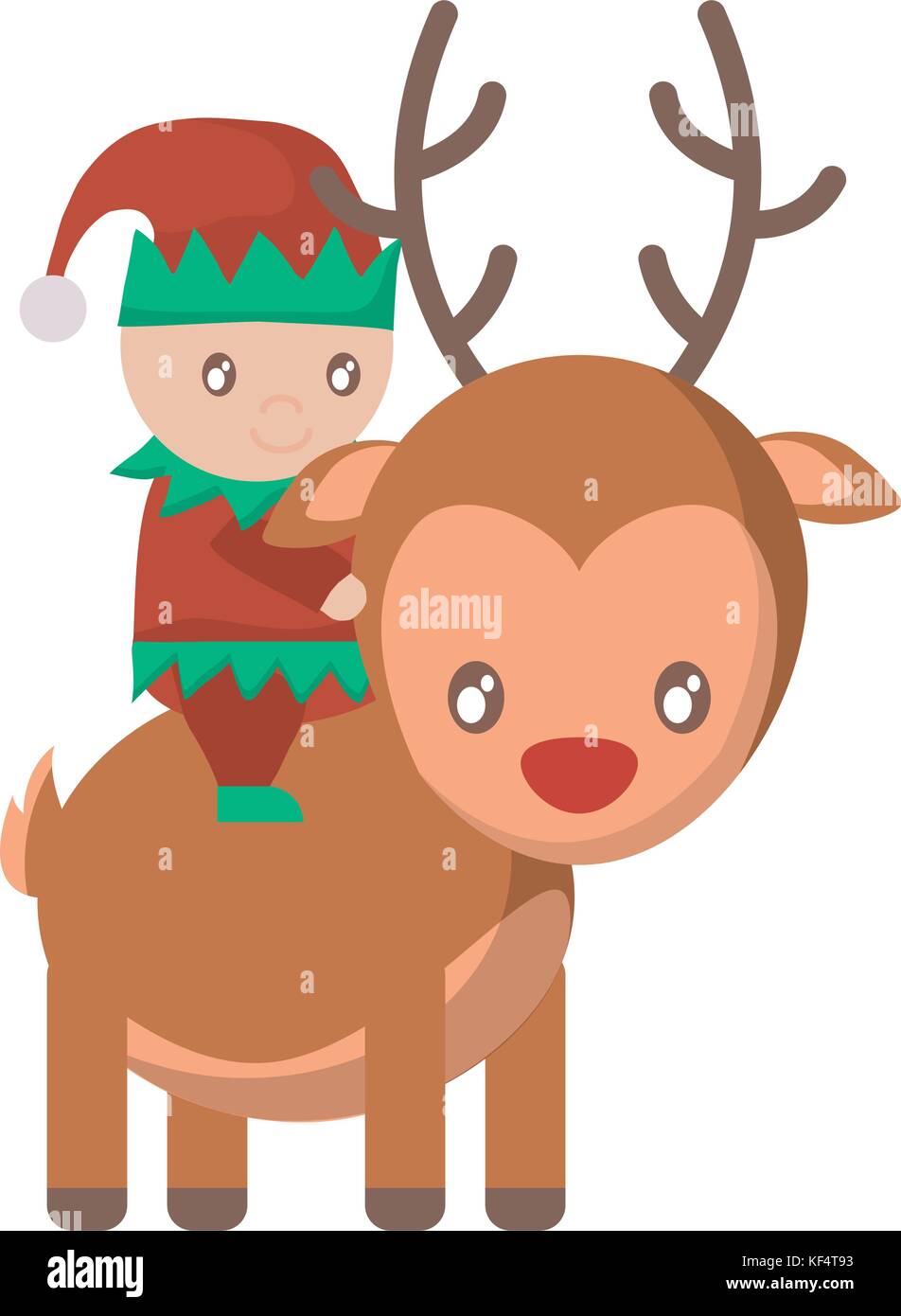 santa helper and deer icon over white background vector illustration ...