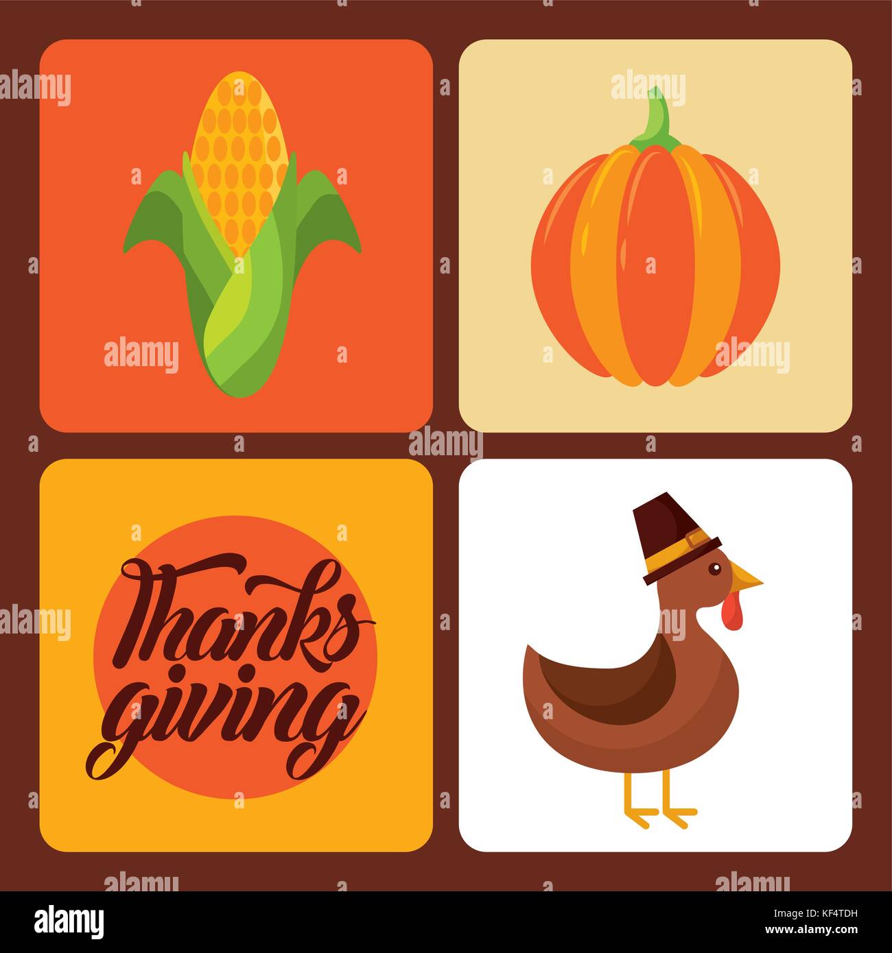 thanksgiving set icons celebration holiday traditional Stock Vector ...