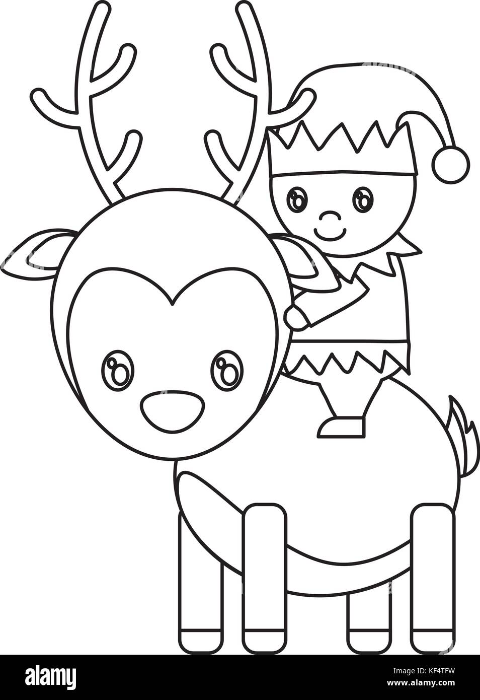 santa helper and deer icon over white background vector illustration ...