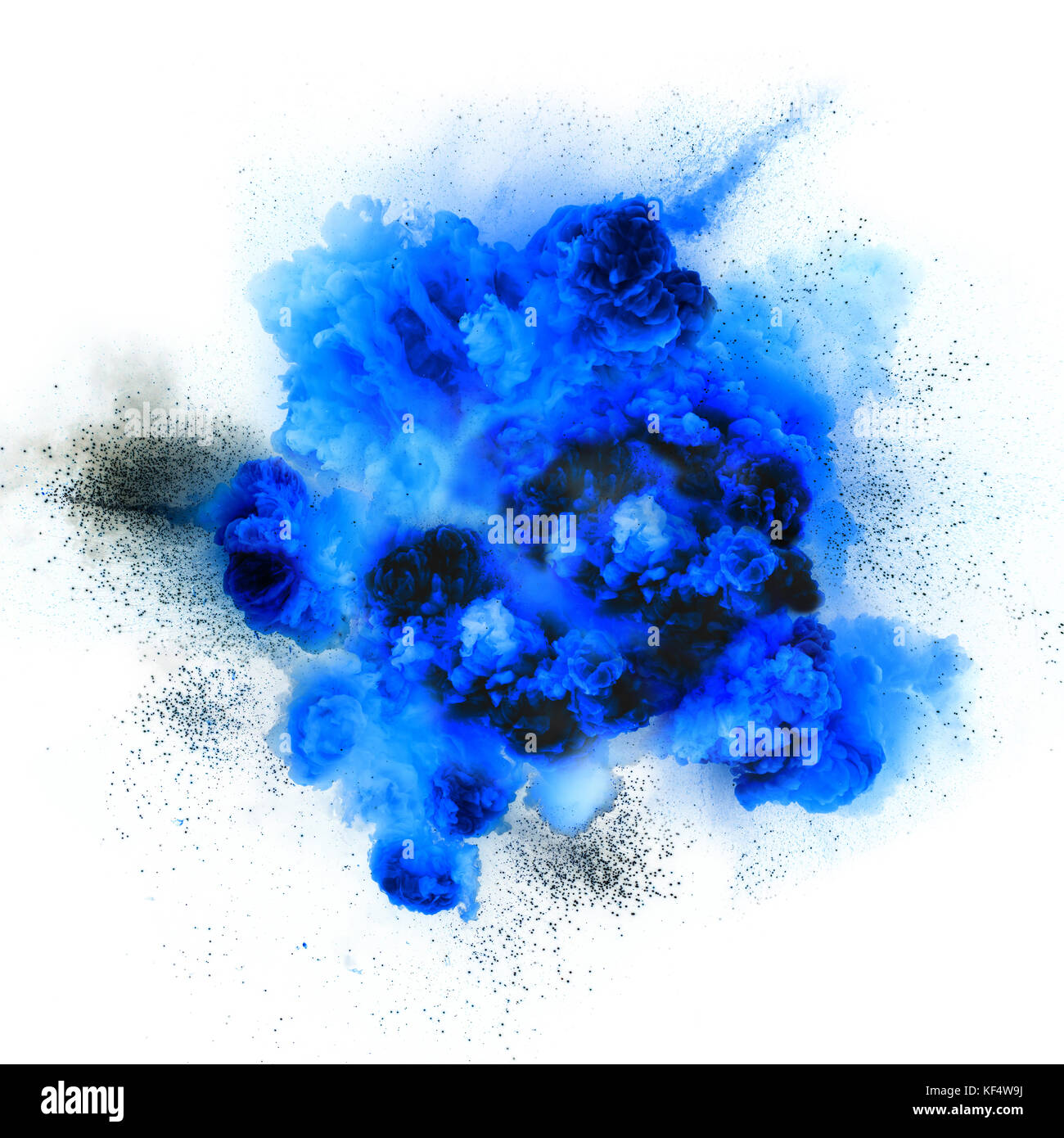 Blue explosion isolated on white background. Toxic gas detonation Stock ...