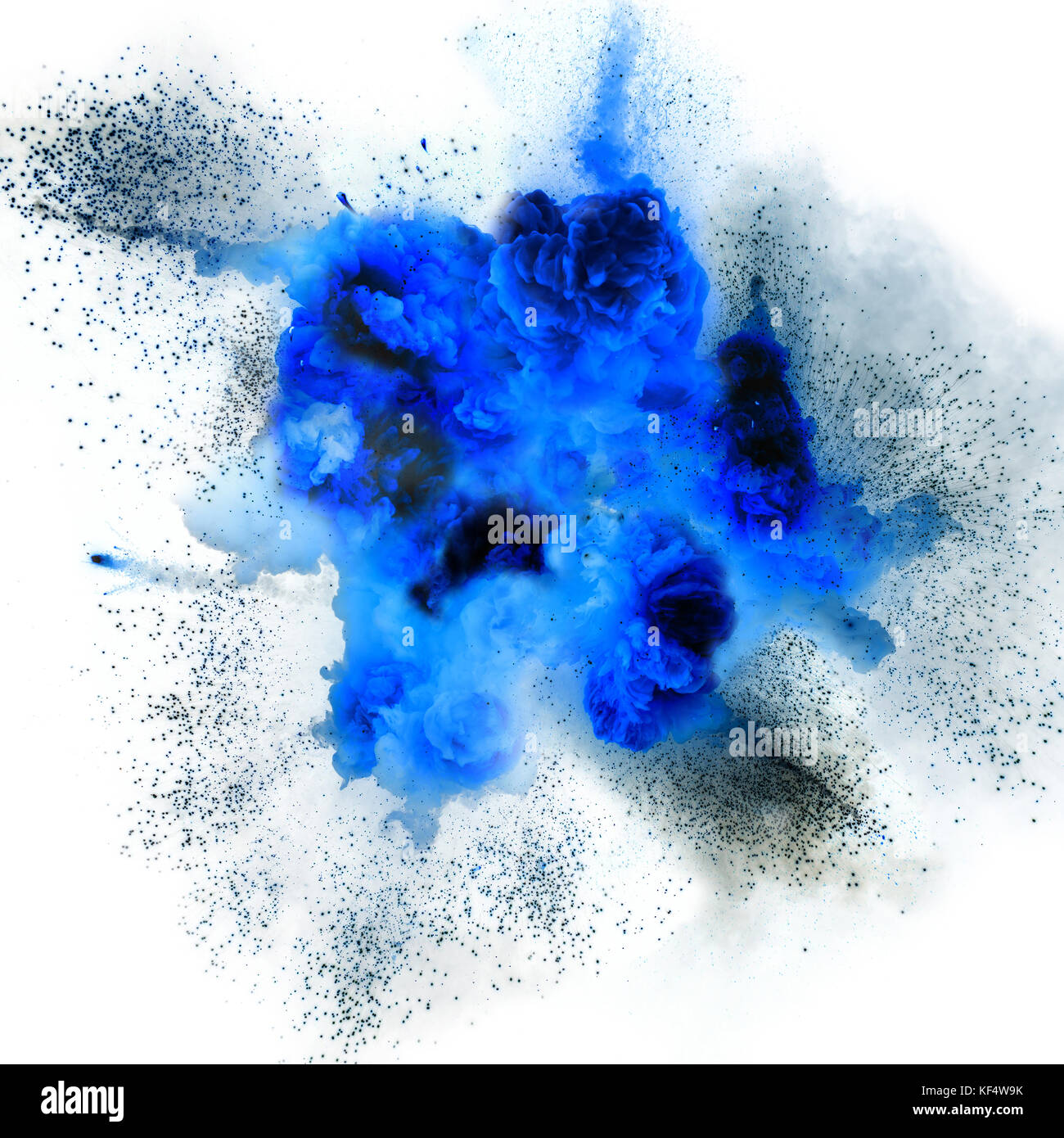 Blue explosion isolated on white background. Toxic gas detonation Stock ...