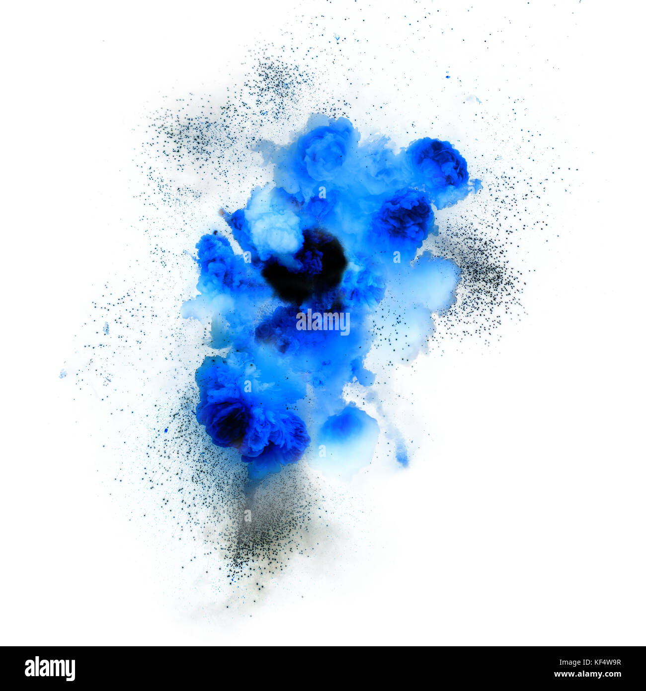 Blue explosion isolated on white background. Toxic gas detonation Stock ...