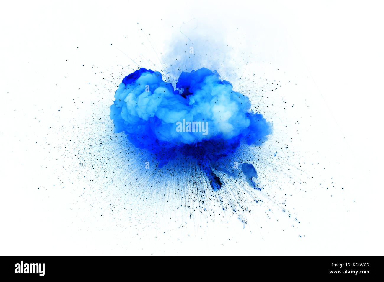 Blue explosion isolated on white background. Toxic gas detonation Stock ...