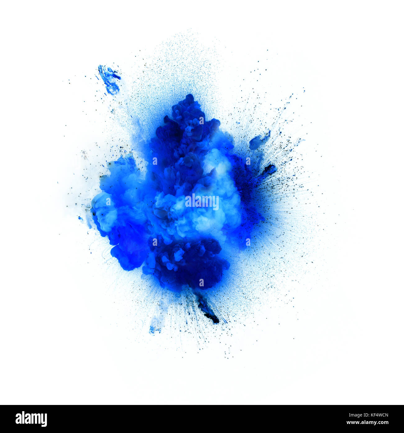 Blue explosion isolated on white background. Toxic gas detonation Stock ...