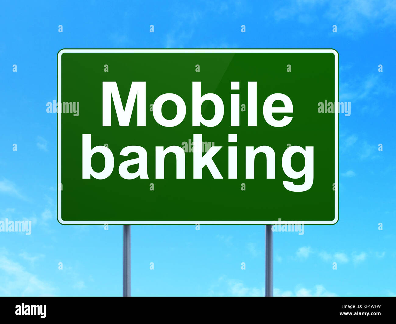 Banking concept: Mobile Banking on road sign background Stock Photo - Alamy