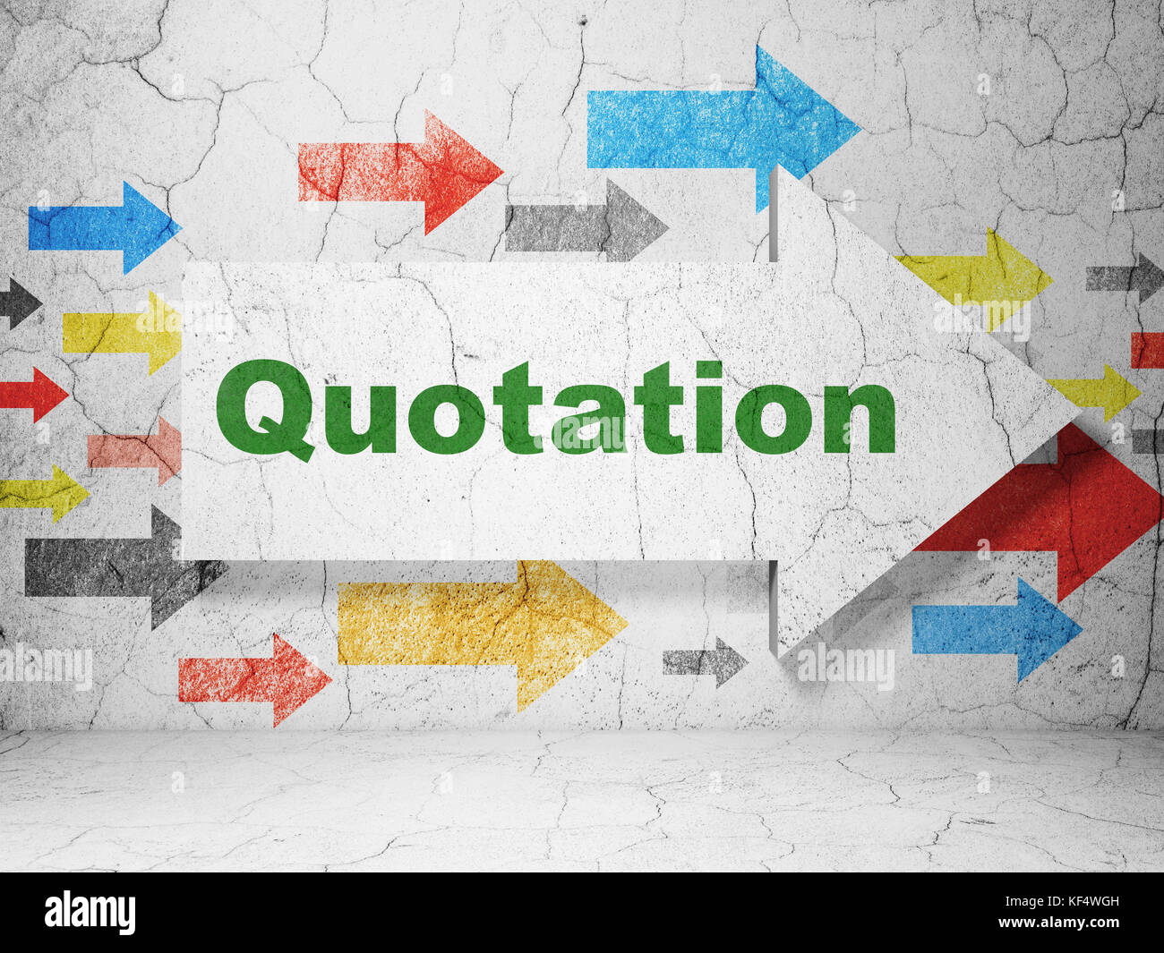Currency concept: arrow with Quotation on grunge wall background Stock ...