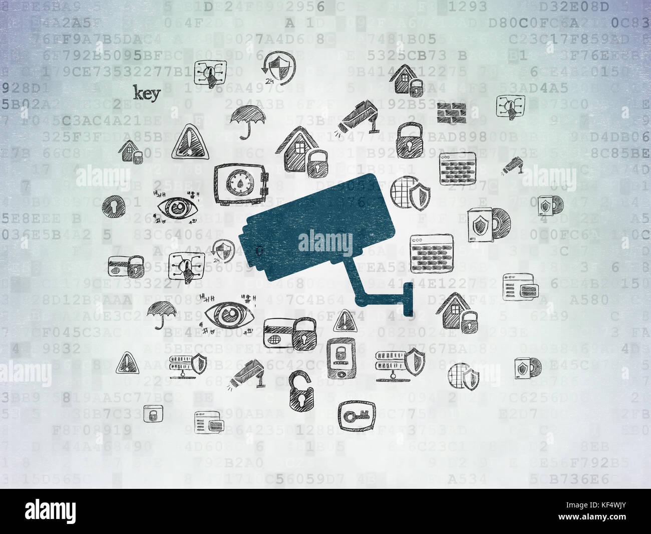 Protection concept: Cctv Camera on Digital Data Paper background Stock ...