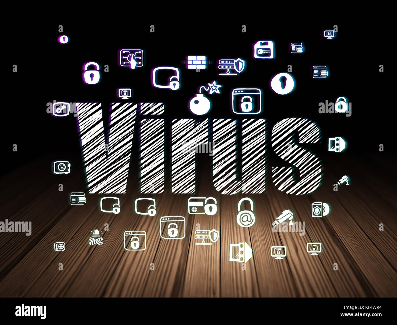 Privacy concept: Virus in grunge dark room Stock Photo - Alamy