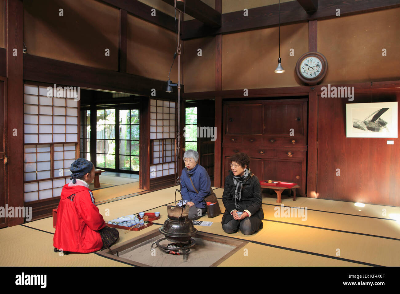 Japan, Hida, Takayama, Kusakabe Heritage House, interior, women ...