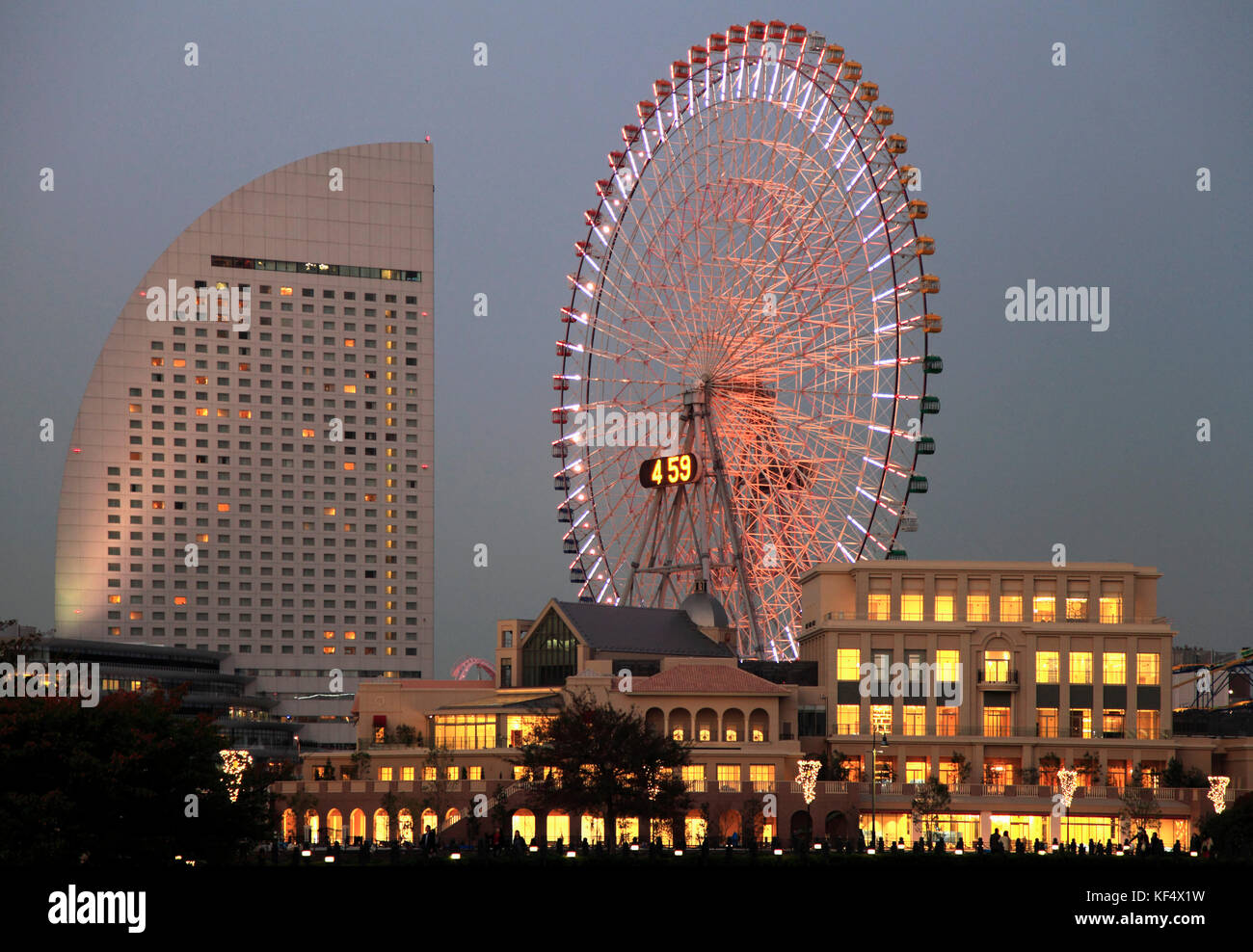 Japan, Yokohama, Minato Mirai, InterContinental, Ferris Wheel Stock ...