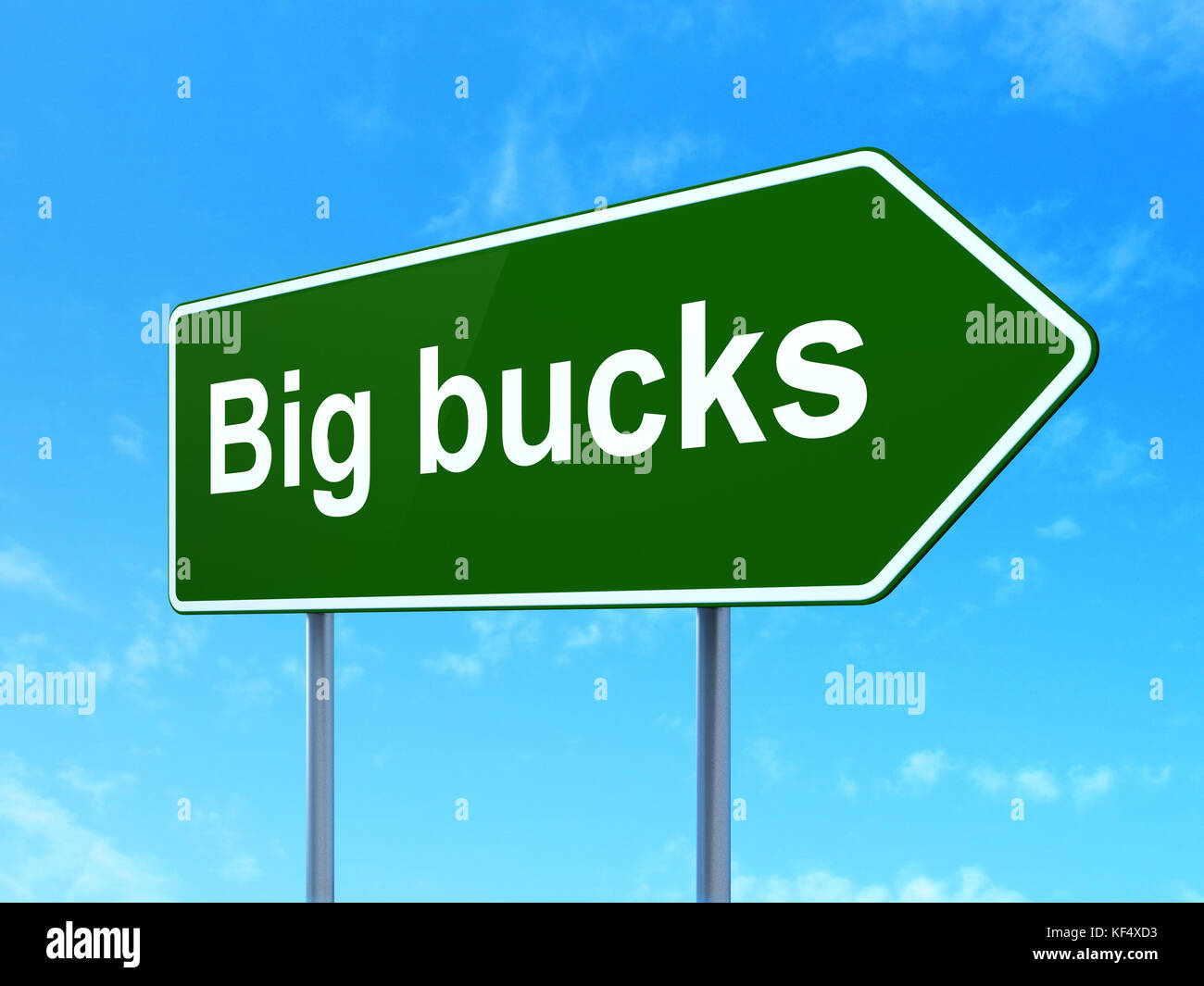 Business concept: Big bucks on road sign background Stock Photo - Alamy