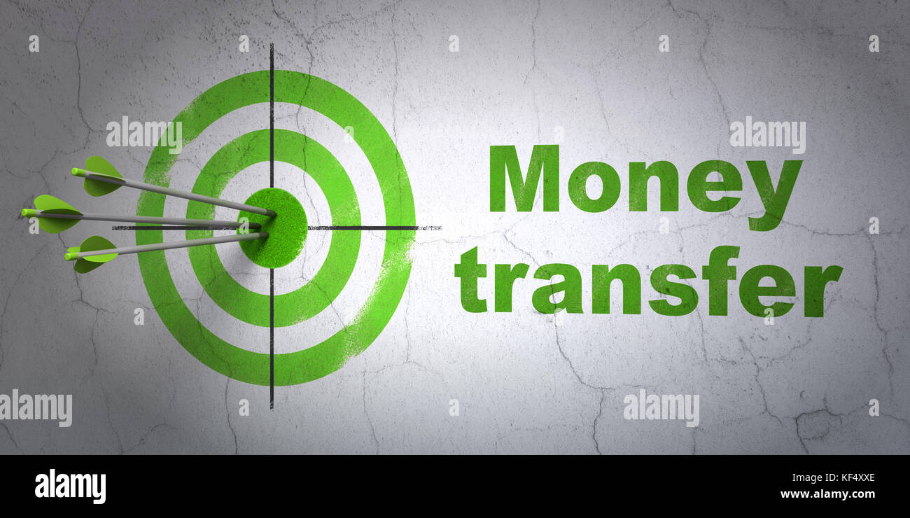 Business concept: target and Money Transfer on wall background Stock ...