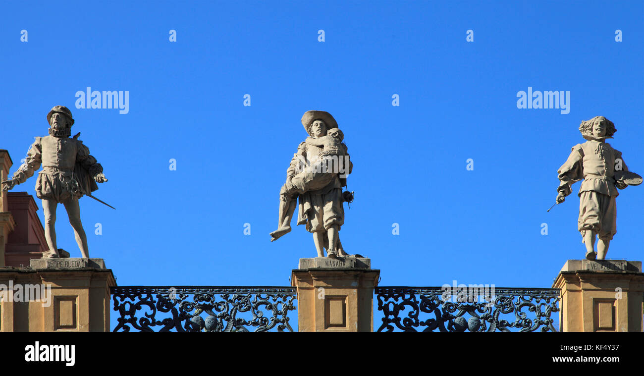 Spain, Andalusia, Seville, Palacio San Telmo, palace, statues Stock ...