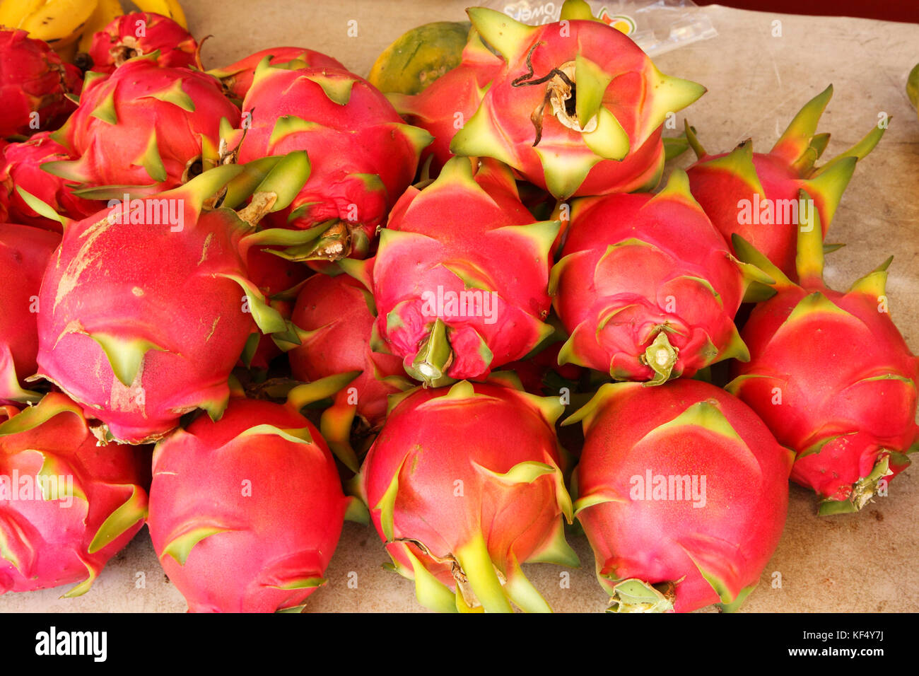 Hawaii, Oahu, Honolulu, Chinatown, O'ahu Market, dragonfruit Stock ...