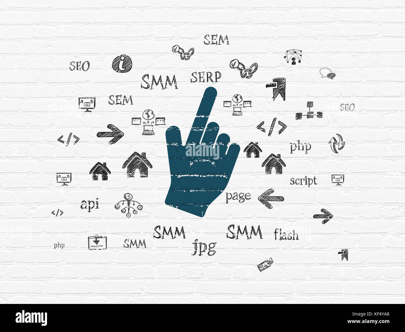 Web design concept: Mouse Cursor on wall background Stock Photo - Alamy