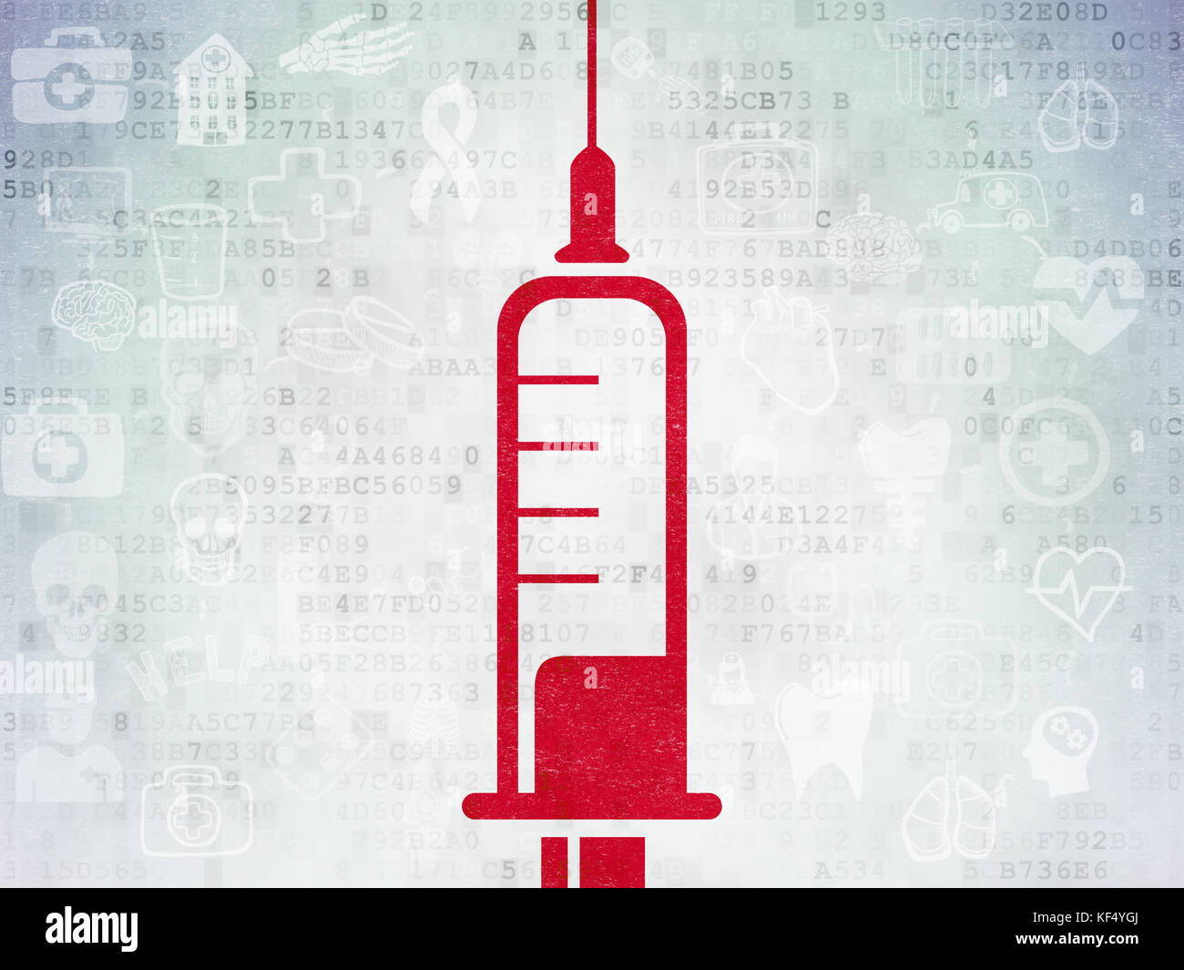 Healthcare concept: Syringe on Digital Data Paper background Stock ...
