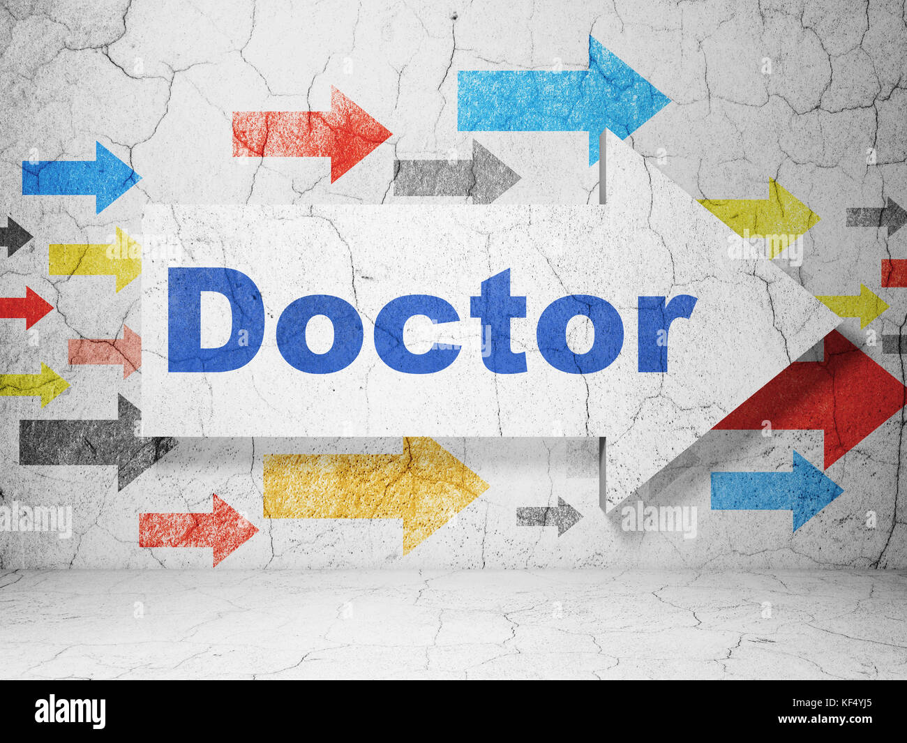 Healthcare concept: arrow with Doctor on grunge wall background Stock ...
