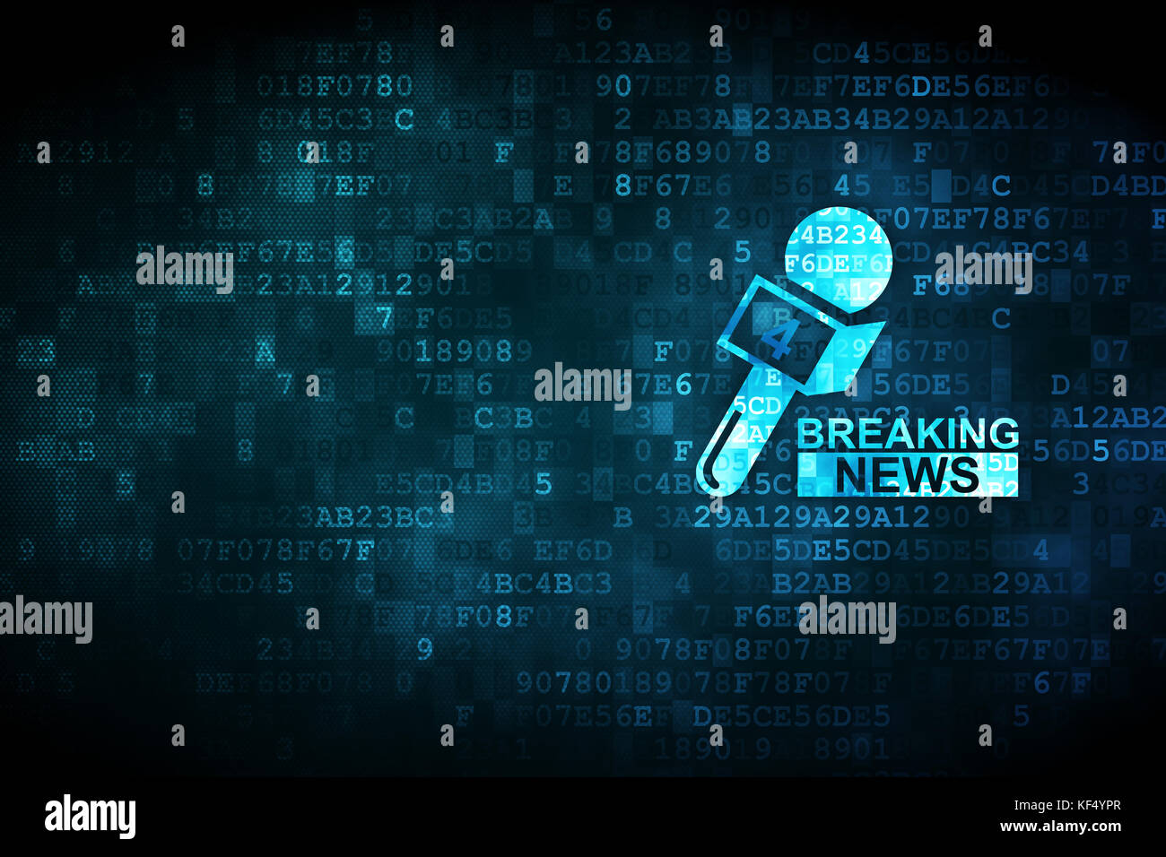 News concept: Breaking News And Microphone on digital background Stock ...