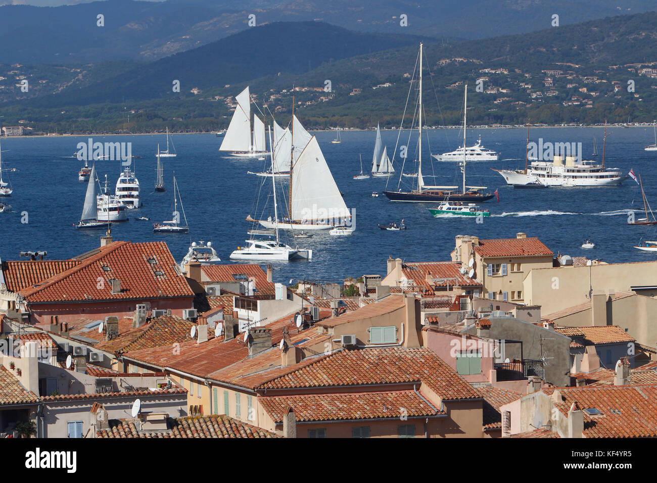 France, Var department, a large view on the old roofs of the city of ...