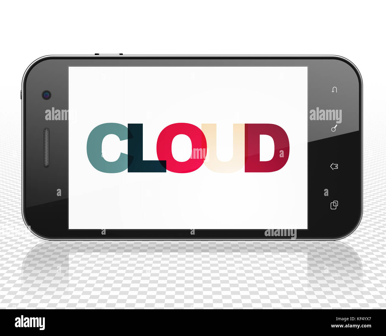 Cloud computing concept: Smartphone with Cloud on display Stock Photo ...