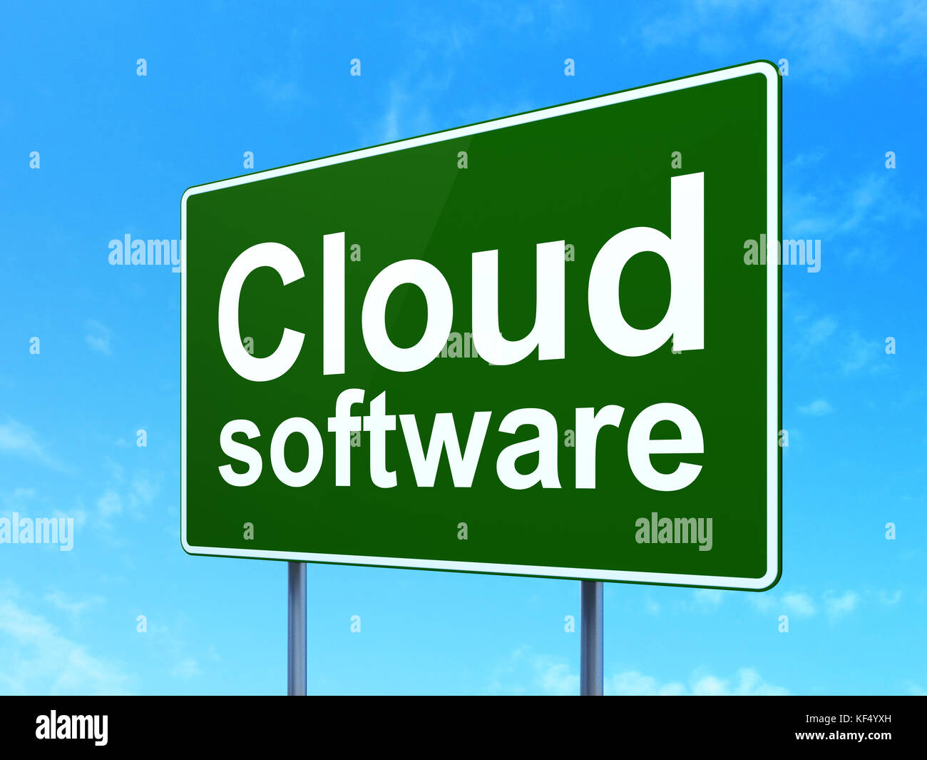 Cloud networking concept: Cloud Software on road sign background Stock ...
