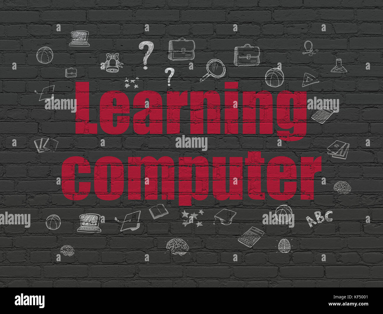 Studying concept: Learning Computer on wall background Stock Photo - Alamy