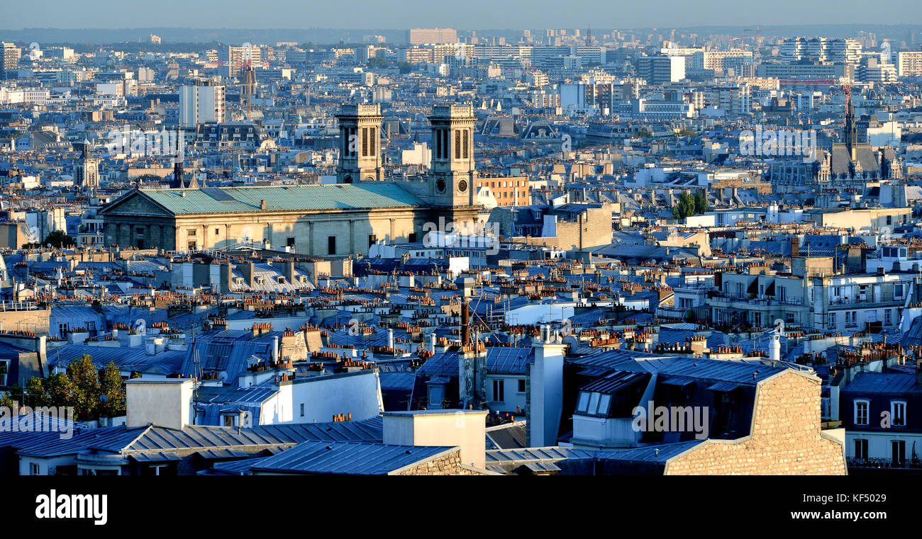 France, Paris, hill of Montmartre, panoramic view on the rooftops of ...