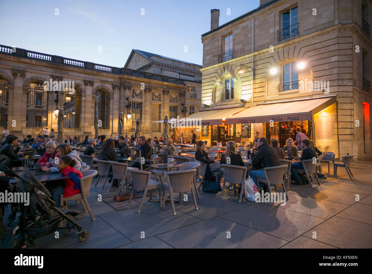 France, South-Western France, Bordeaux, Cafe Rohan, city hall Stock ...