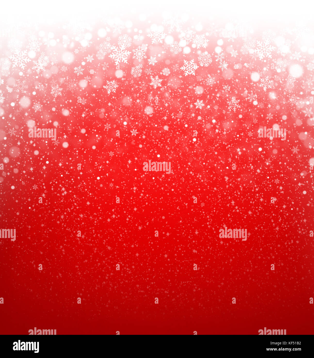 Snowflakes shapes and snowfall on a frozen Christmas red background ...