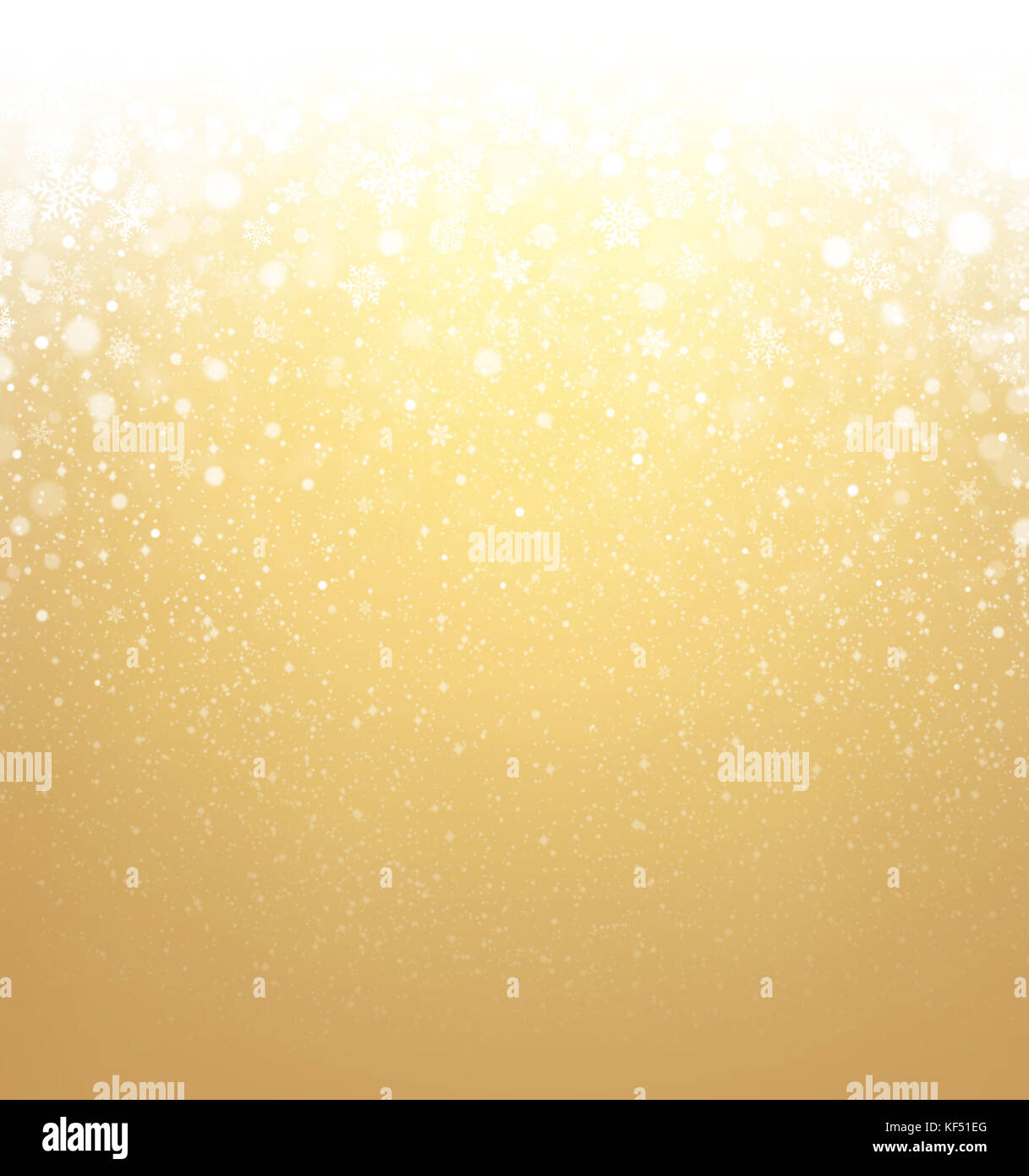 Snowflakes shapes and snowfall on a frozen gold background - Winter ...