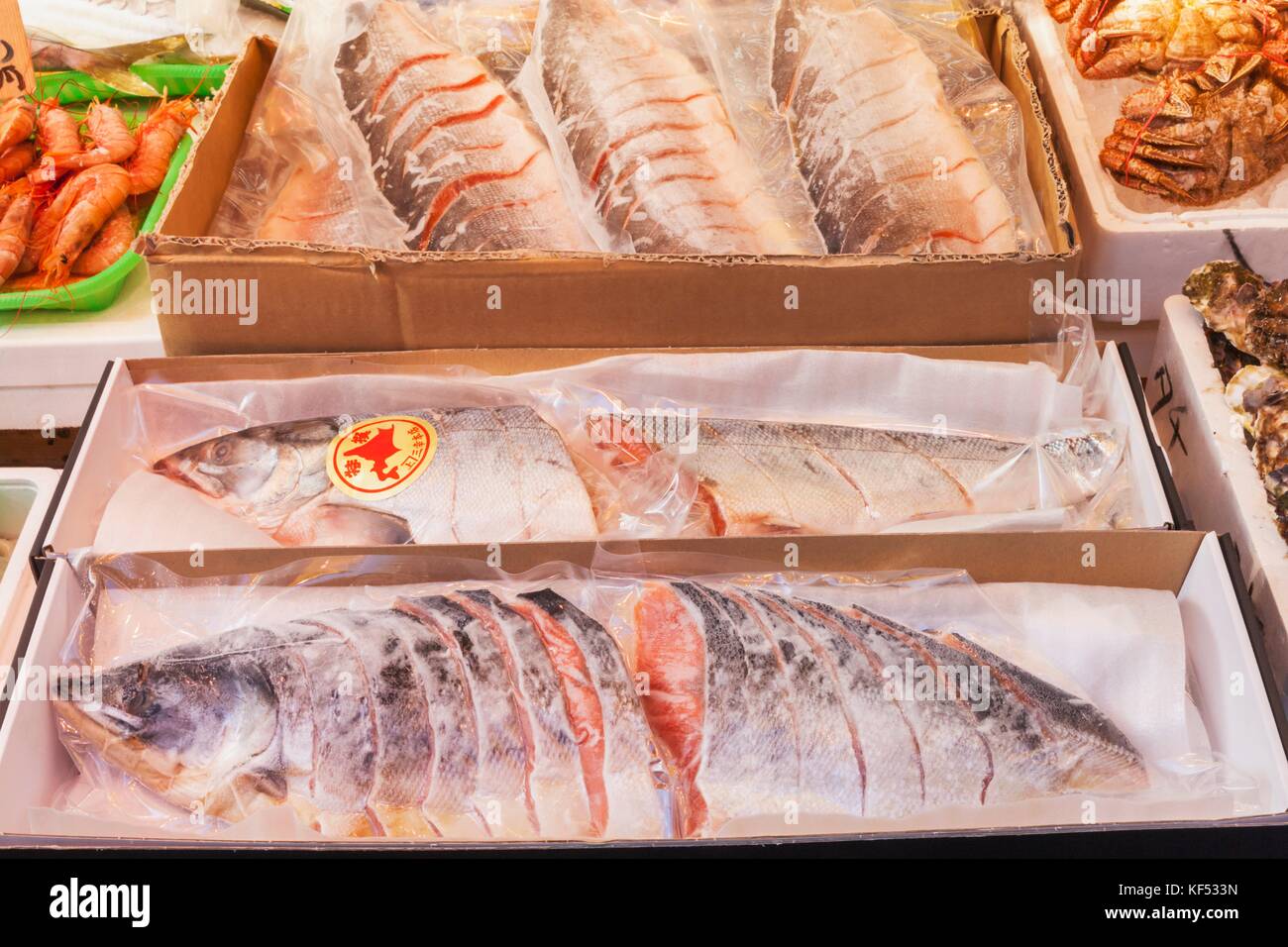 Japan, Honshu, Tokyo, Ueno, Ameyoko-cho Market, Fish Display Stock ...