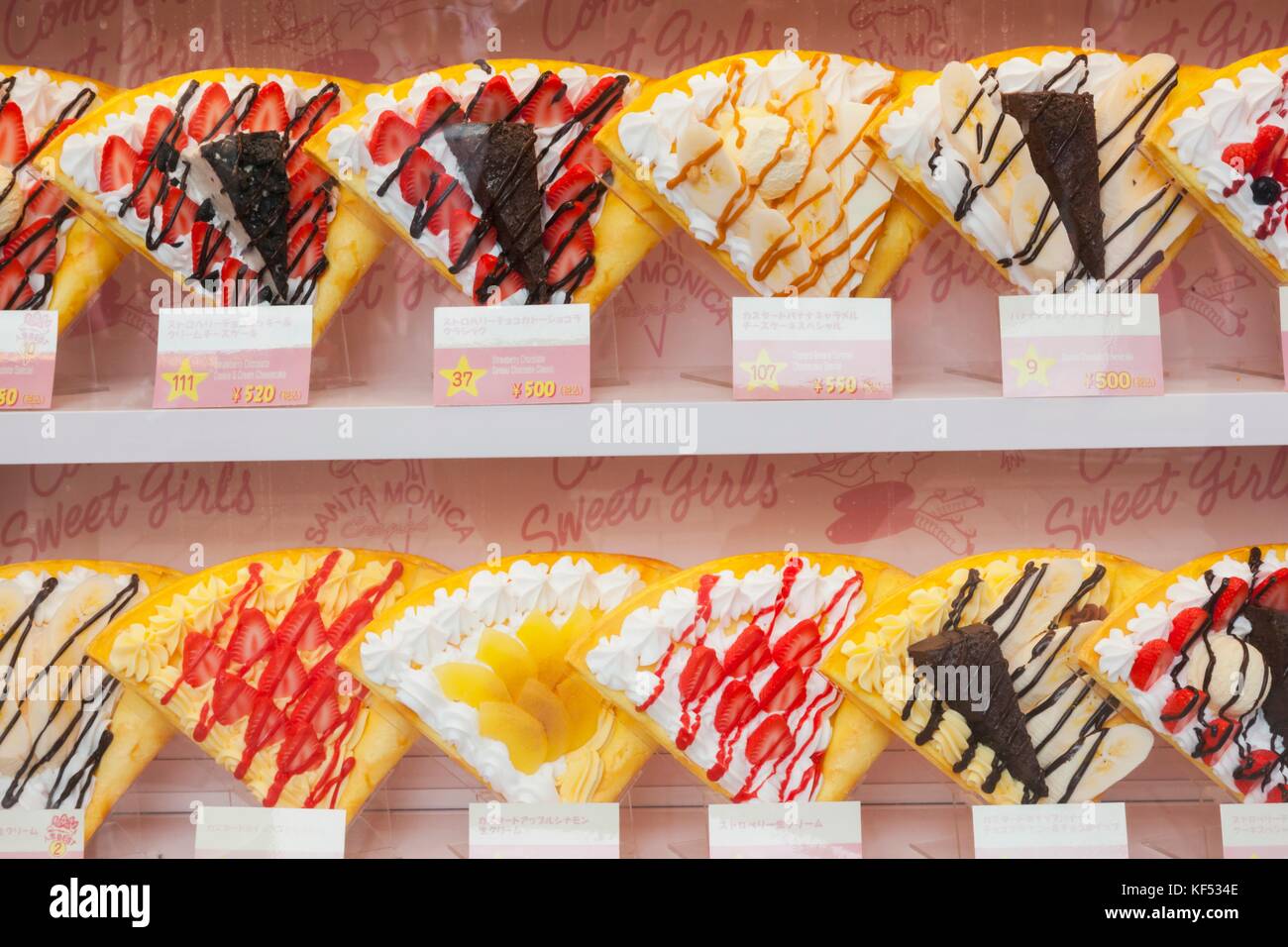Japan, Honshu, Tokyo, Crepe Shop, Window Display of Plastic Food Stock ...