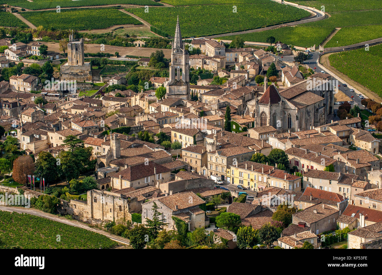 France, Gironde, aerial view of Saint-Emilion (UNESCO World Heritage ...