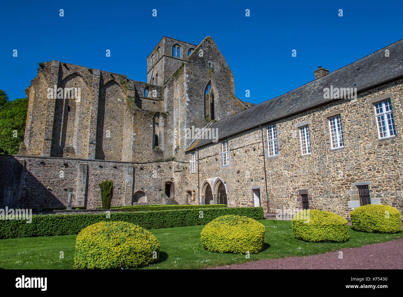 Normandy, Manche, Hambye Abbey, remains of the abbatial church and ...