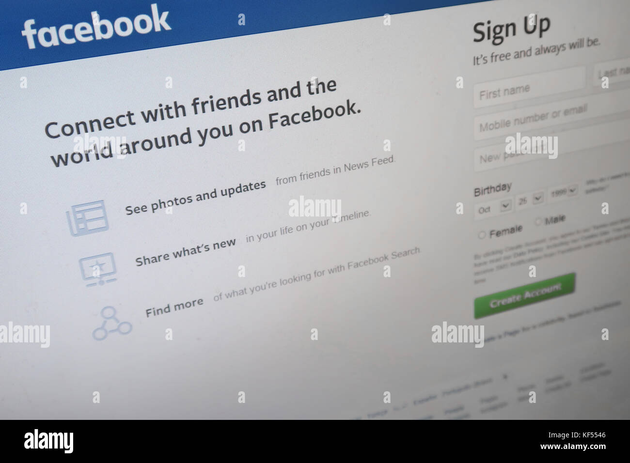 Facebook login page hi-res stock photography and images - Alamy