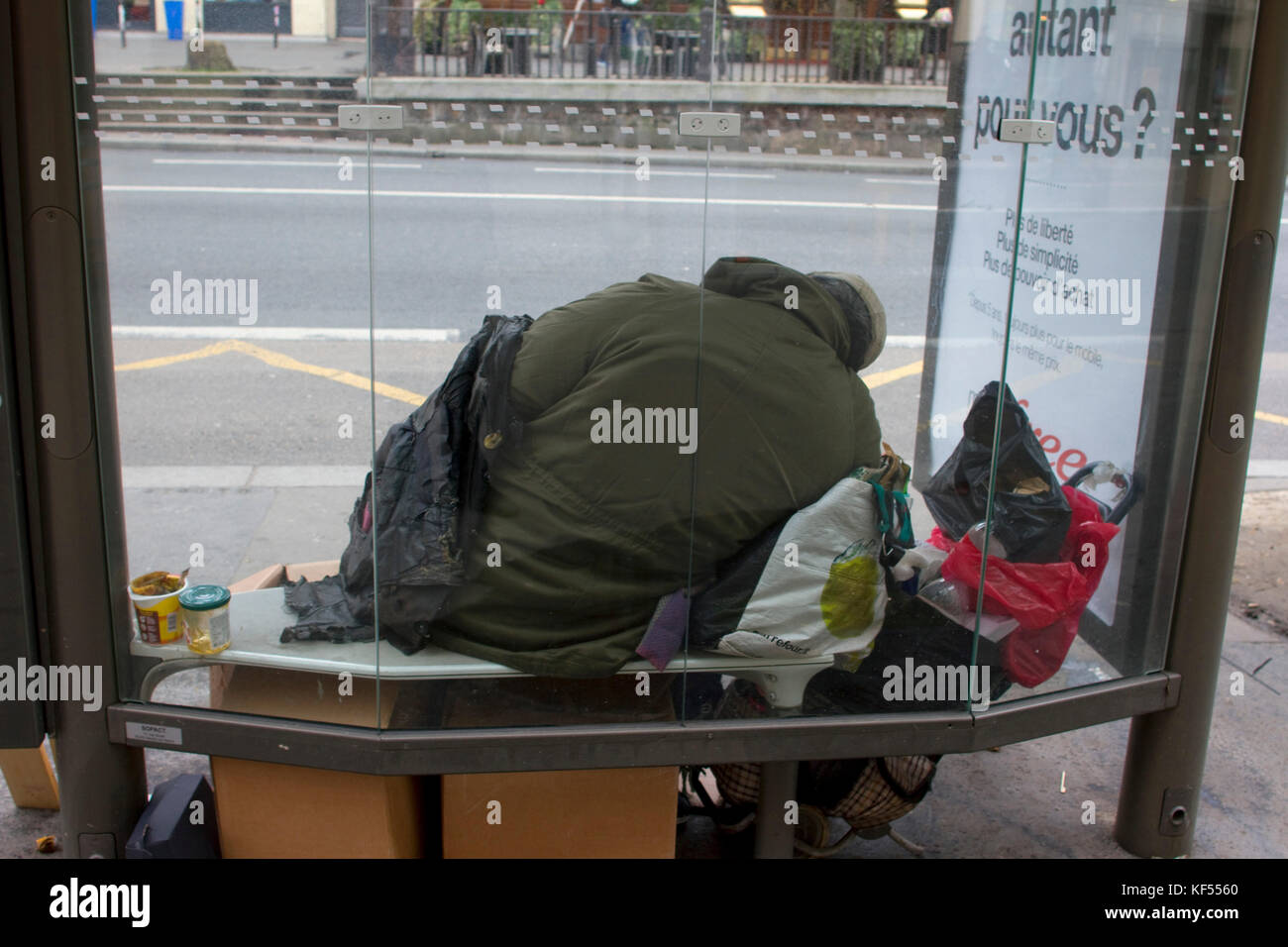 France, Paris, exhausted homeless Stock Photo - Alamy